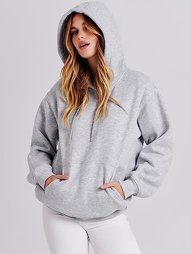 ANRABESS Women's Oversized Hoodies Fleece Casual Pullover Drawstring Long Sleeve Hooded Sweatshirts 2023 Fall Fashion Clothes Trendy Y2k Outfits for Teen Girls A1072huahui-S Heather Gray