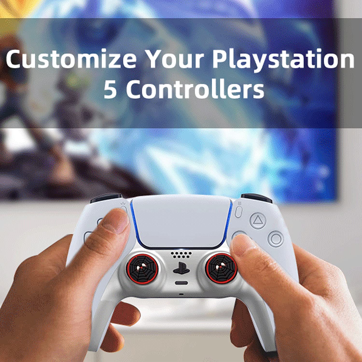 4Pcs Analog Thumb Grip Stick Cover, Wireless Controllers Game Remote Joystick Cap, Fantastic Non-Slip Silicone Handle Protection Cover for PS5/PS4/Xbox one/360/Nintendo Switch PRO (4Pcs B)
