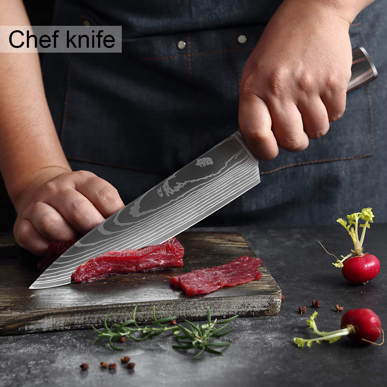 XITUO Kitchen Chef Knife Set,10 Piece High Carbon Stainless Steel Knives Pakkawood Handle, Ultra Sharp Cooking Knife & Gift Box (10PCS Chef Knife Set)