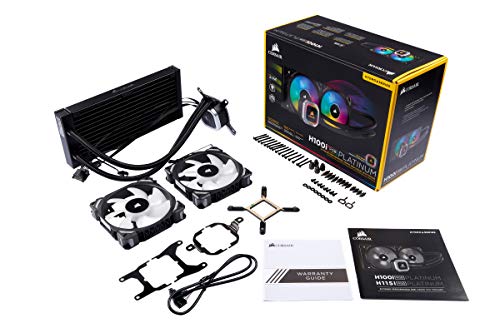Corsair H100i RGB PLATINUM AIO Liquid CPU Cooler,240mm,Dual ML120 PRO RGB PWM Fans,Intel 115x/2066,AMD AM4/TR4