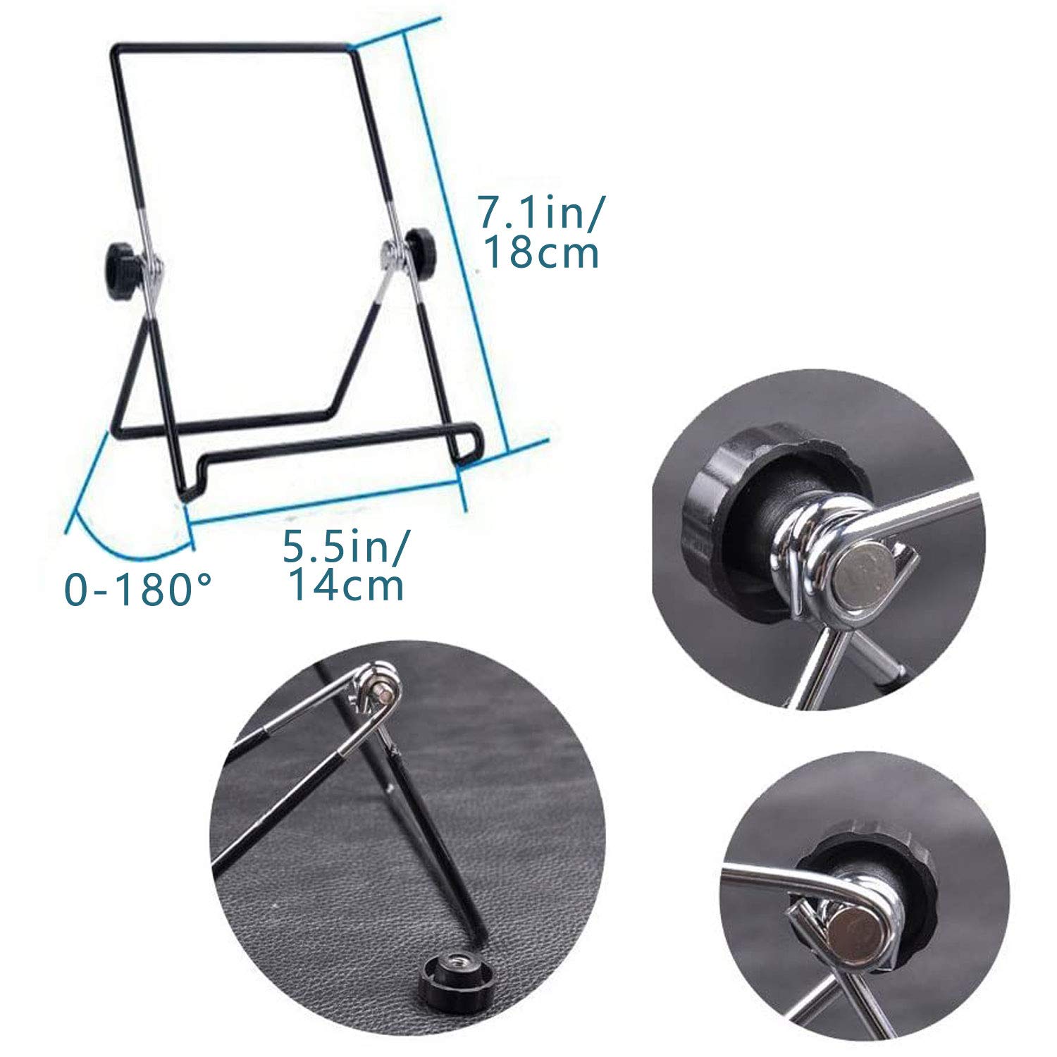 VOVIGGOL Adjustable Tablet Stand Holder 2 Pack, Non-Slip Foldable Holder Cradle Fit for 9-12.9" Tablets, iPad, Samsung and Kindle Fire, Display Stand Picture Frame Stand for Photos (2 Large Black)