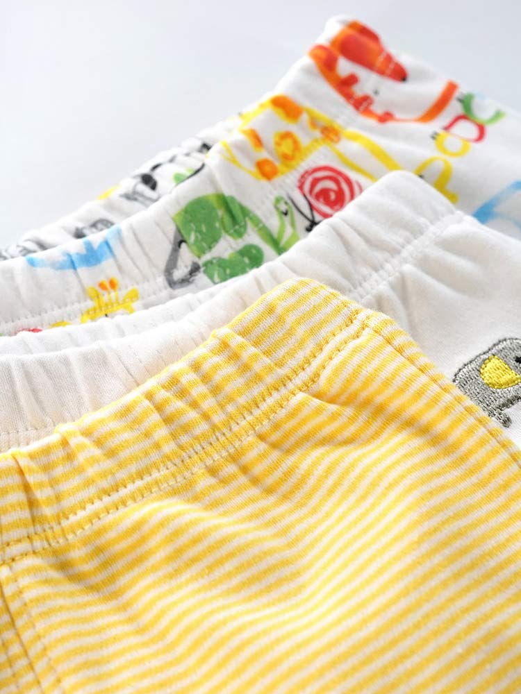 Teach Leanbh Newborn Baby 3 Pack Footed Pants Cotton Embroidery Pringting Casual Leggings 0-12 Months (6-12 Months, Giraffe)