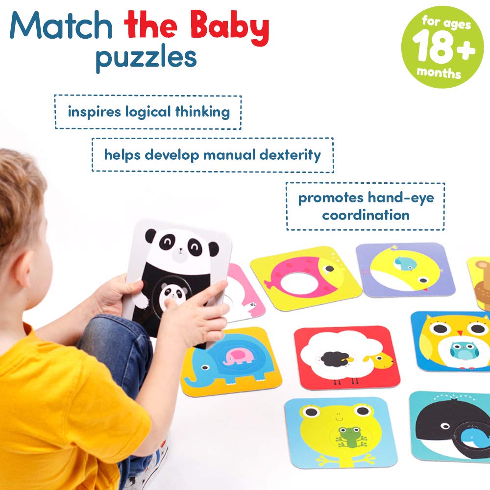 Banana Panda Match The Baby Toddler Puzzles and Matching Activity - Set includes 12 Large 2-Piece Beginner Puzzles with Round Elements to Mix and Match - for kids ages 18 months and up