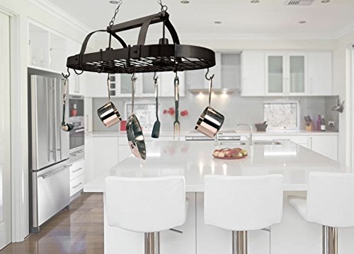 Elegant Designs PR1000-ORB Home Collection 2 Light Kitchen Pot Rack with Downlights, Oil Rubbed Bronze
