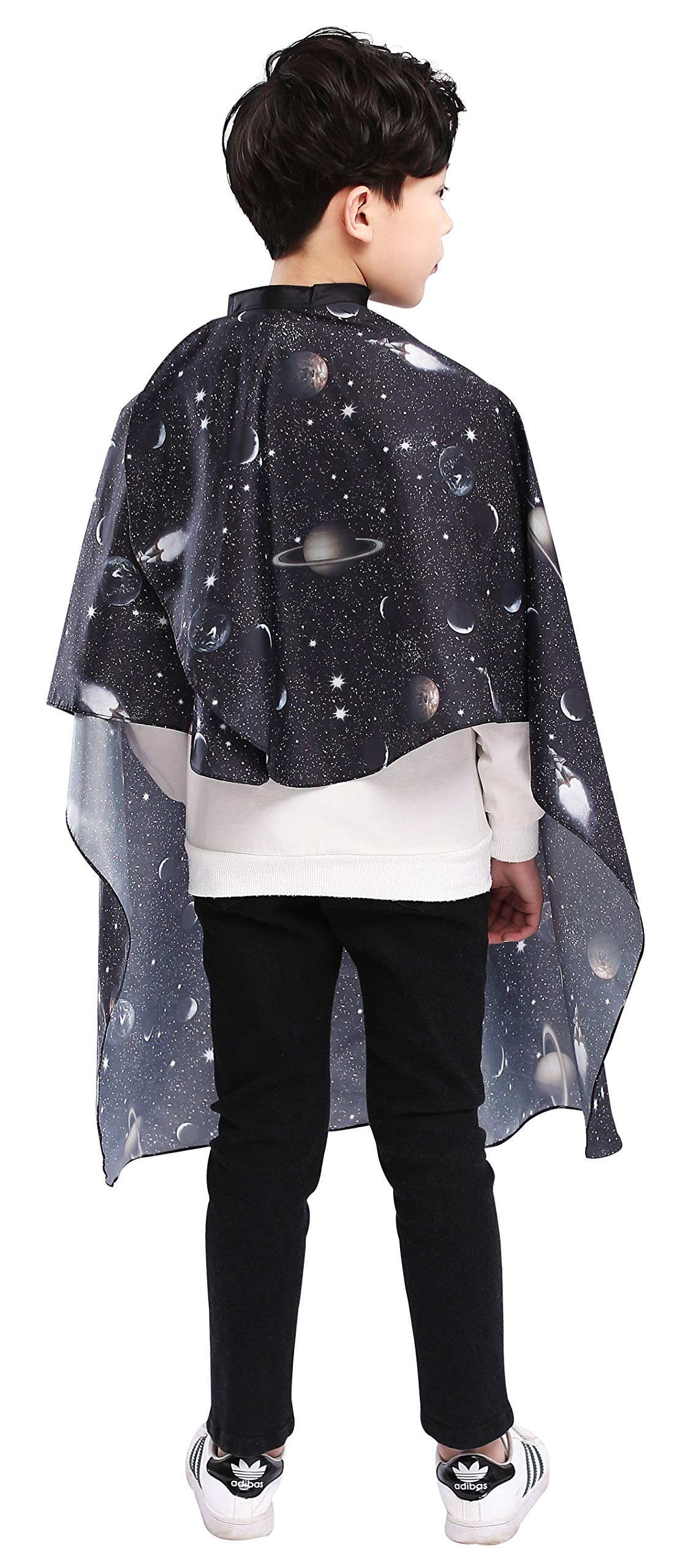 PERFEHAIR Kids Haircut Barber Cape Cover for Hair Cutting,Styling and Shampoo, for Boys - Black Space Printing