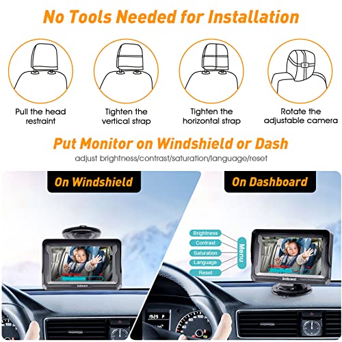 DoHonest Baby Car Camera HD 1080P with Display - Infant Safety Seat Baby Car Mirror for Rear Facing 5 Mins Easy Installation Night Vision V33