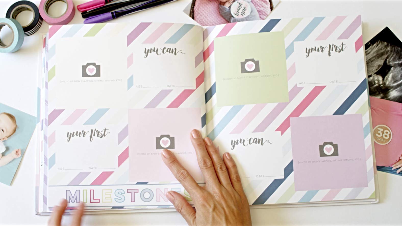 Bobee Hello Baby Memory Book, a journal scrapbook for girls milestones and memories first 5 years
