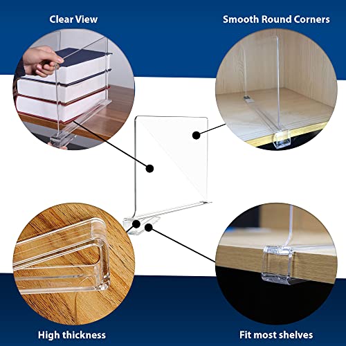 ArticYard Acrylic Shelf Dividers – 10 PCS Adjustable Clear Plastic Separators for Wooden Shelves, Shelf Dividers for Closet Organization, Perfect for Bedroom, Kitchen Cabinets, Bookshelf, Office