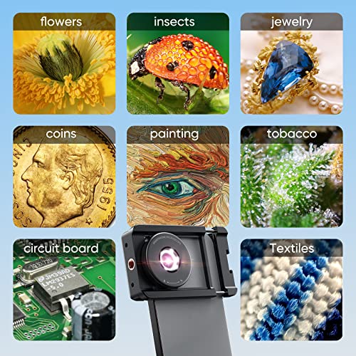 APEXEL Phone Macro Lens, 100X Microscope for Android/iPhone Micro Camera with LED Light CPL Handheld Pocket, Compatible with Smartphone Accessories Macro Focus Glass for Gift.