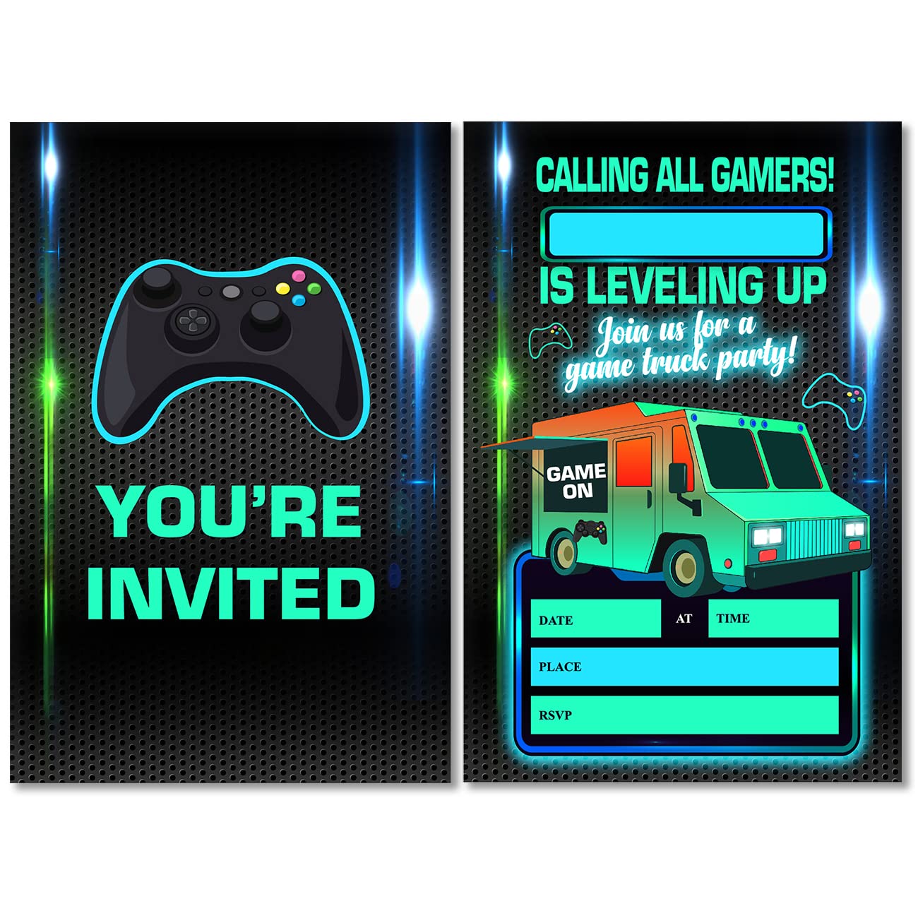 Soiceu Video Game Truck Theme Birthday Invitations with Envelopes Set of 20 Game On Video Game Truck Birthday Party Invites