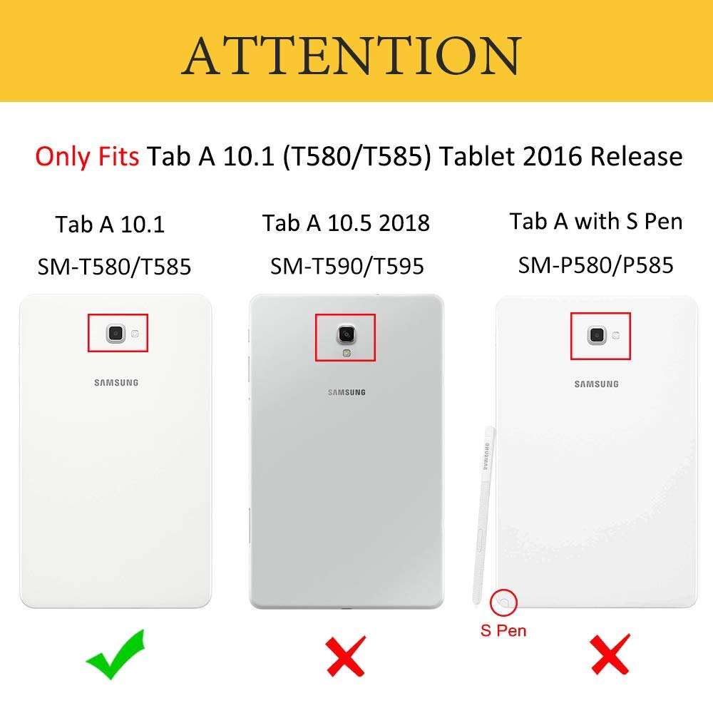 Tablet Case for Samsung Galaxy Tab A 10.1 2016 Model T580, EKVINOR Premium PU Leather 360 Degree Rotating Cover for Galaxy Tab A 10.1 inch
