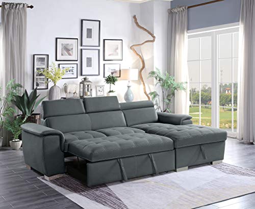 Homelegance Ferriday 98" x 66" Sectional Sleeper with Storage, Gray