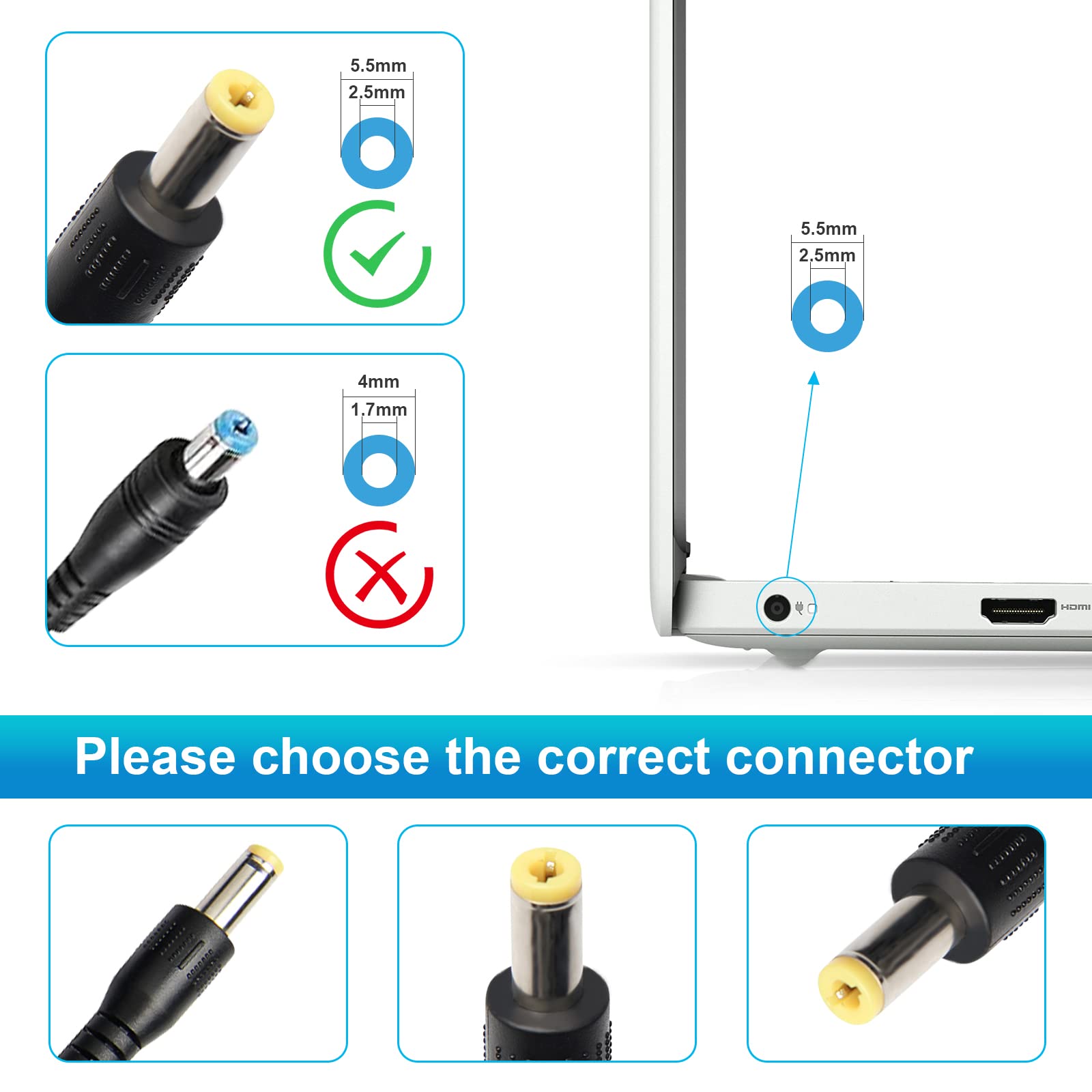 Futurebatt 19V 4.74A 90W AC Adapter Charger for Vizio E320VP M261VP LED LCD TV Power Supply Power Supply Cord