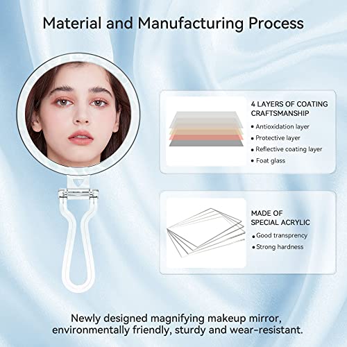 B Beauty Planet Magnifying Mirror, 30X Hand Mirror with Handle for Travel Magnifying Mirror, Handheld Magnifying Mirror with Double Side 30X/1X Magnification, 30X Handheld Mirror for Eyes Makeup 5 in