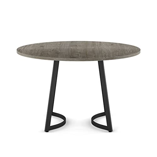 Amisco Josie 48" Round Table - Greyish-Brown TFL/Black Metal