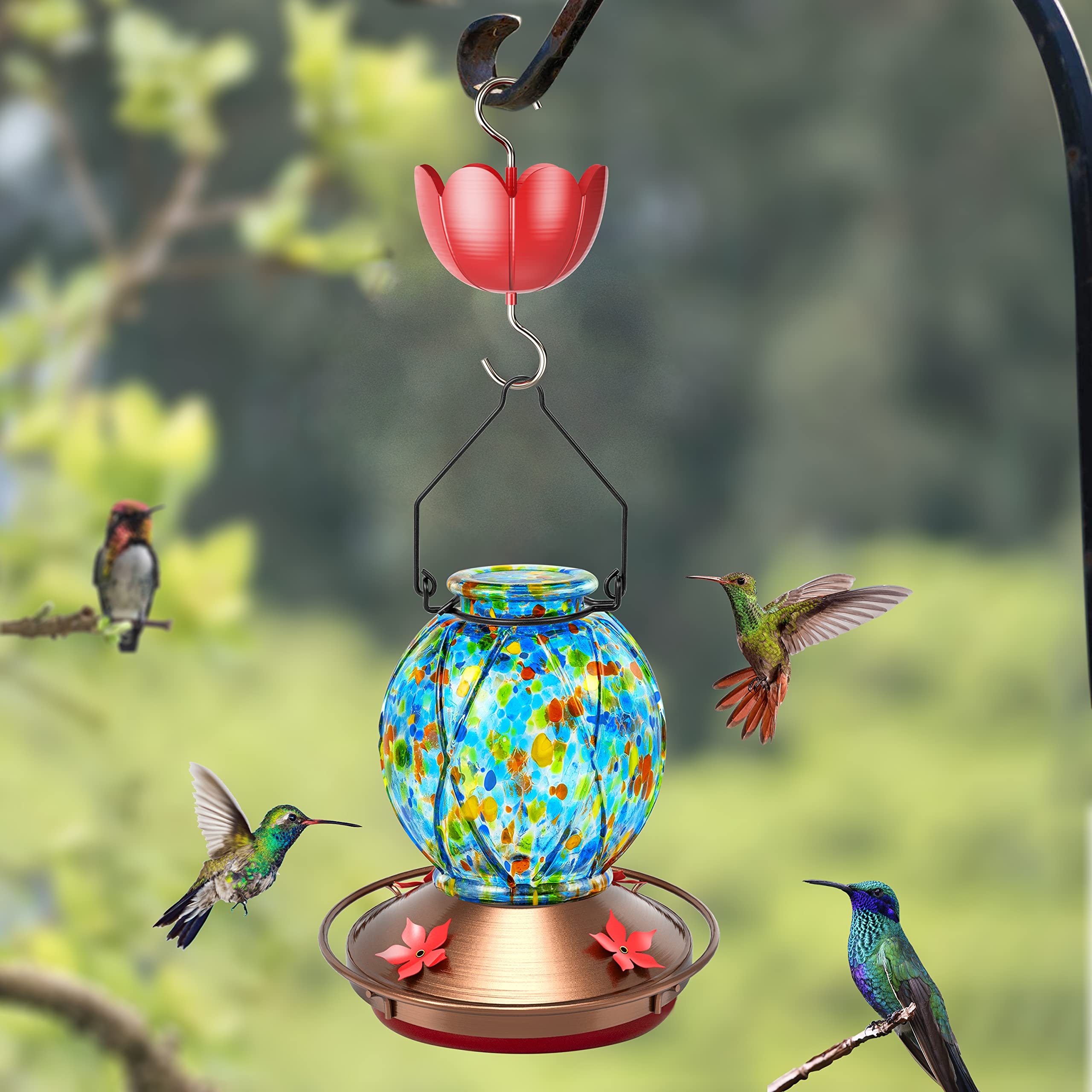 Ant Moat for Hummingbird Feeders, Ant Guard for Hummingbird & Oriole Feeders, Insect Guard with Large Capacity, Metal Hummingbird Feeder Ant Guard, 4 OZ x 2 Pack