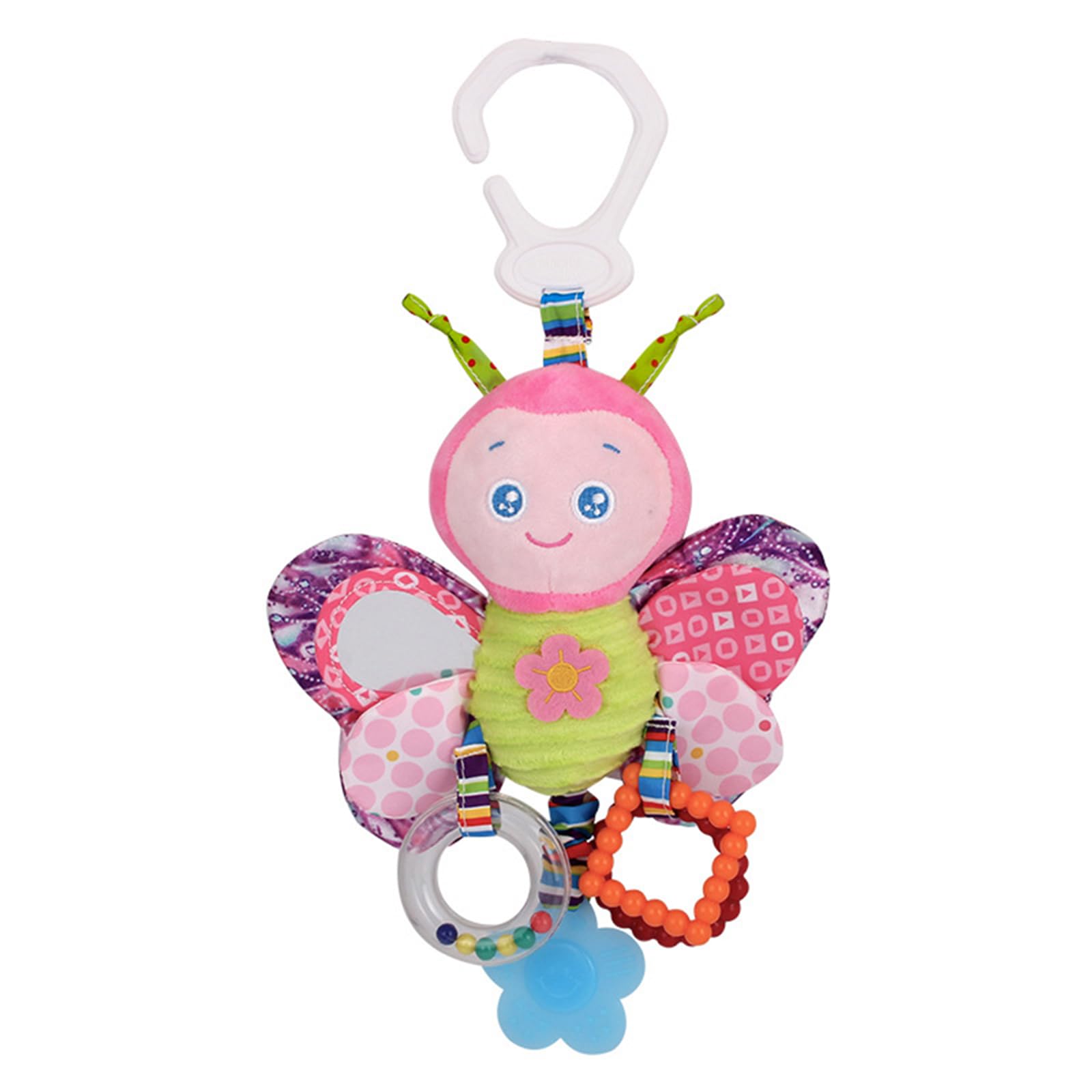 D-KINGCHY Baby Toy 0-6 Months, Baby Car Seat Stroller Toy Teething Toy, Soft Giraffe Hanging Toy with Sound and Teether for 0-3 Years Old (Green)