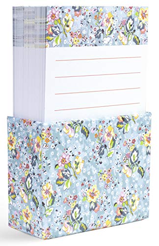 Vera Bradley Tab Notes with 90 Double Sided Lined Sheets for Daily Planner, Loose Paper Pad with Decorative Storage Box, Floating Garden