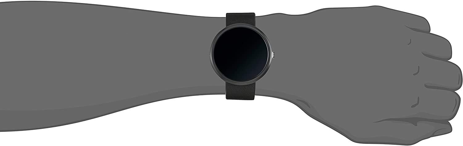 Motorola Moto 360 Timepiece Smart Watch - 1st Gen - Black Leather for Android Smart Phone - with Wall/Car Charger Dock (Renewed)