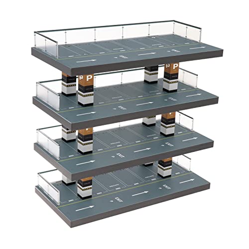 AMLESO Diecast Car Display Case, 1/64 Garage Display Case with Parking Lot Scene for Model Collectors