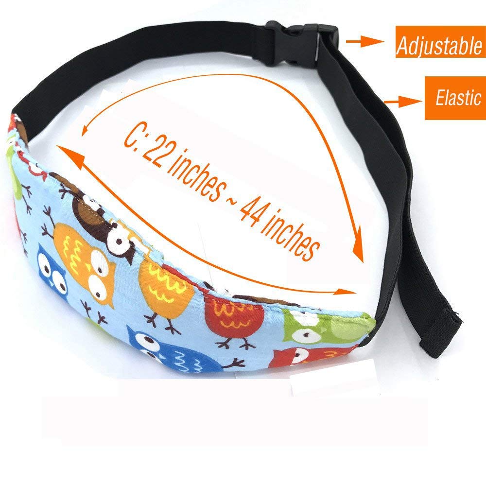 G-Tree 2 Pack Toddler Car Seat Neck Relief and Head Support, Pillow Support Head Band Easy Installation On Most Convertible Seats and Safety to Babies and Kids(Blue,Owls)