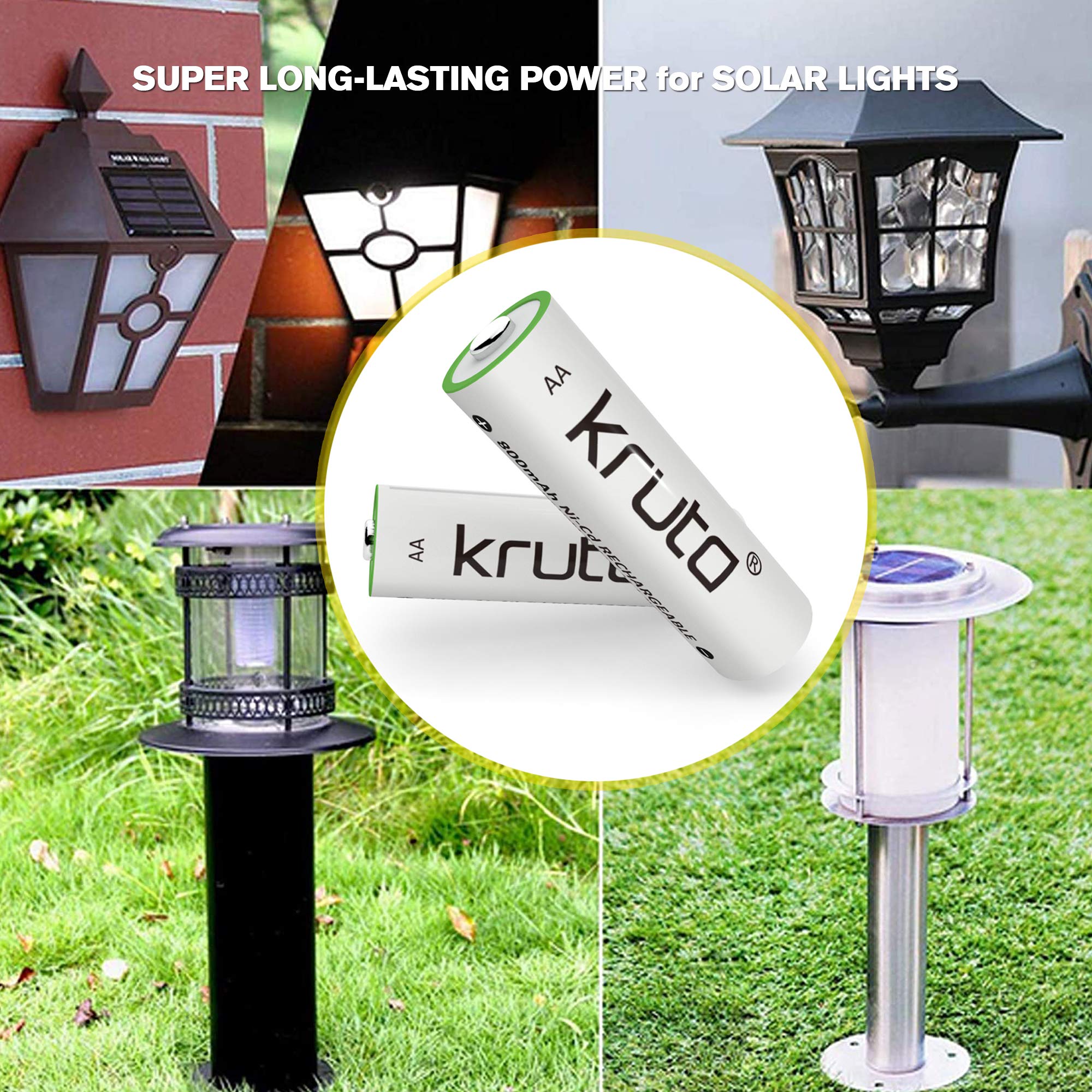 Kruta AA Rechargeable Batteries 800mAh NiCD Rechargeable Solar AA Battery for Solar Lights Solar Lamp(Pack of 12)