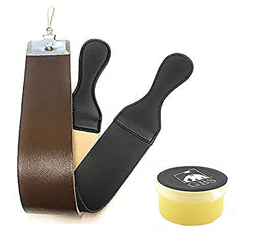 G.B.S Mahogany Wood, Shave Ready Straight Razor, Leather Strop Made with Cow Hide Leather Steel Clamp, Wooden Handle