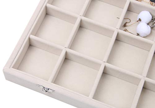 Stratalife Jewelry Organizer Stackable Earring Organizer Tray with Lid Jewelry Storage Tray for Earring Necklace Drawer Display Gift Ieda for Mom from Daughter (30 Grids)