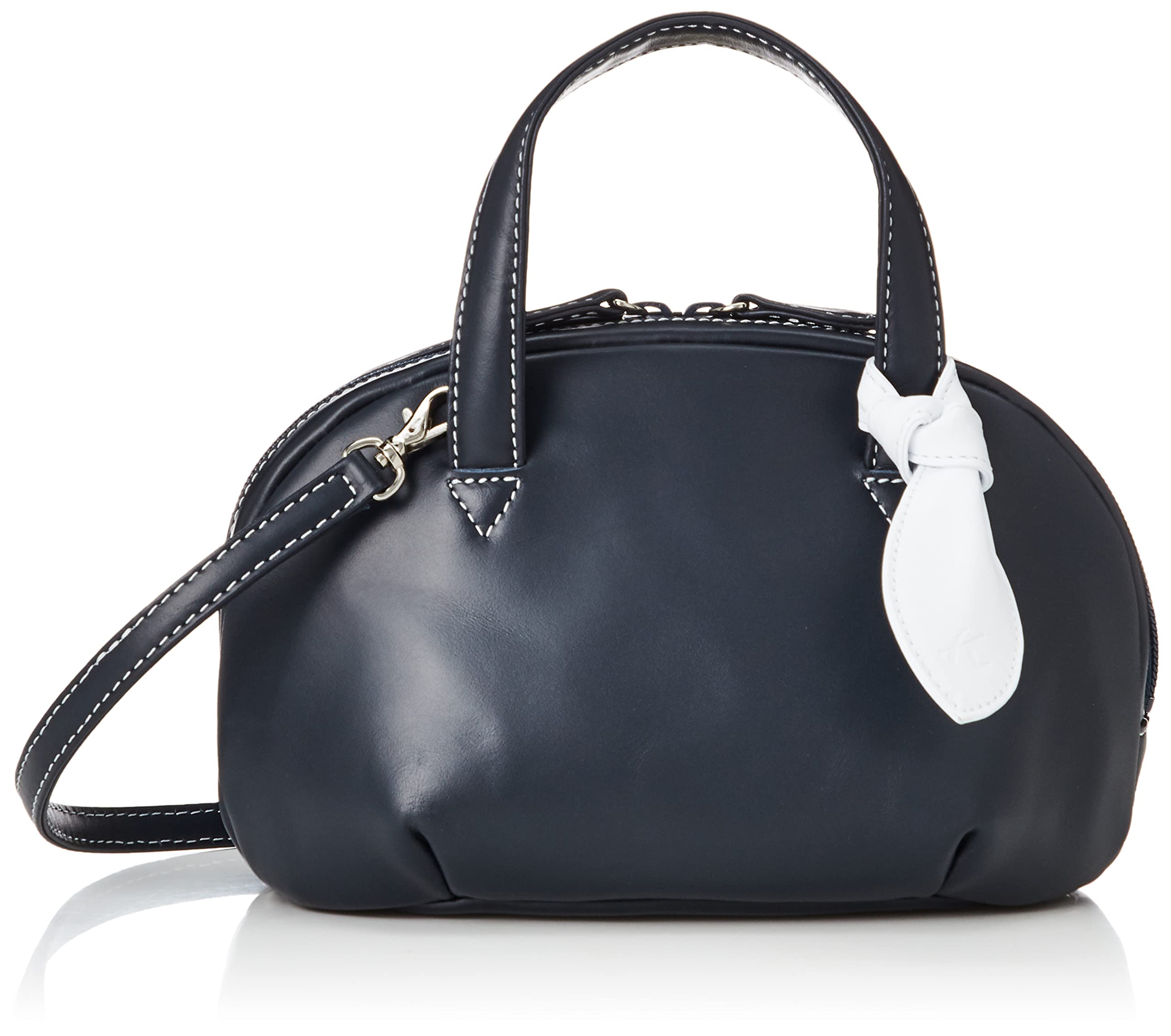 Kitamura Z-0560 Detachable Shoulder Belt 2-Way Handbag, Dark Blue/White Stitching [Navy] 10901