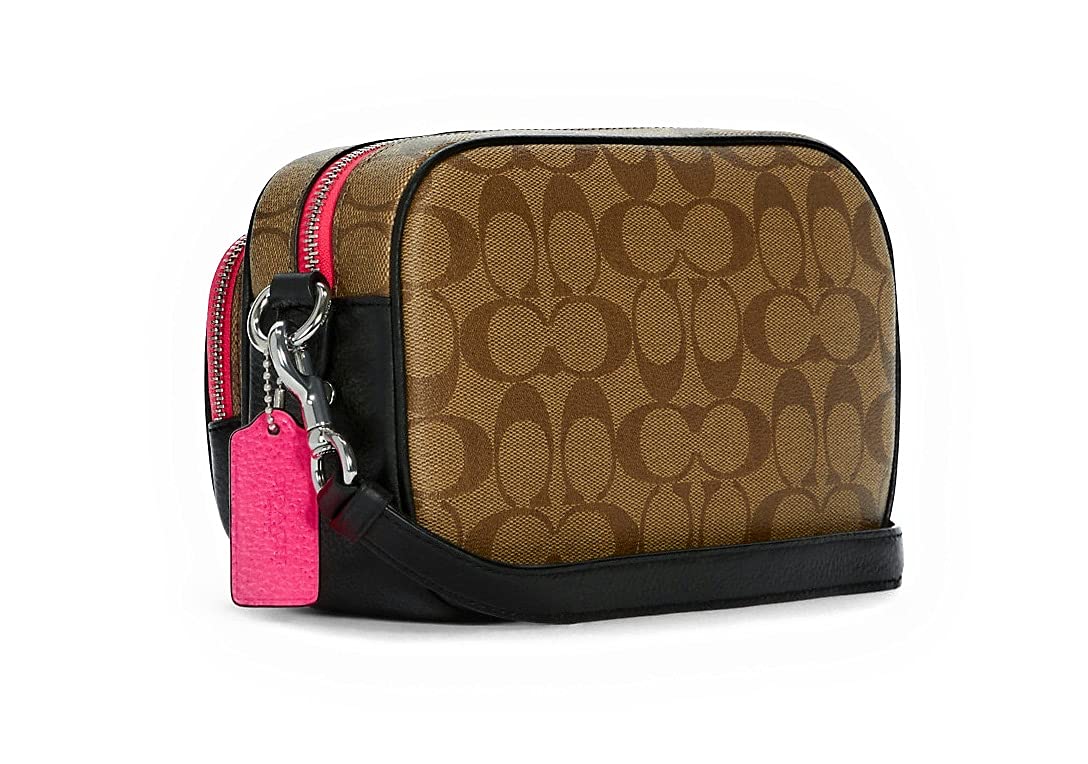 Coach Womens Court Crossbody In Signature Canvas With Vintage Rose Print Silver/Khaki Multi