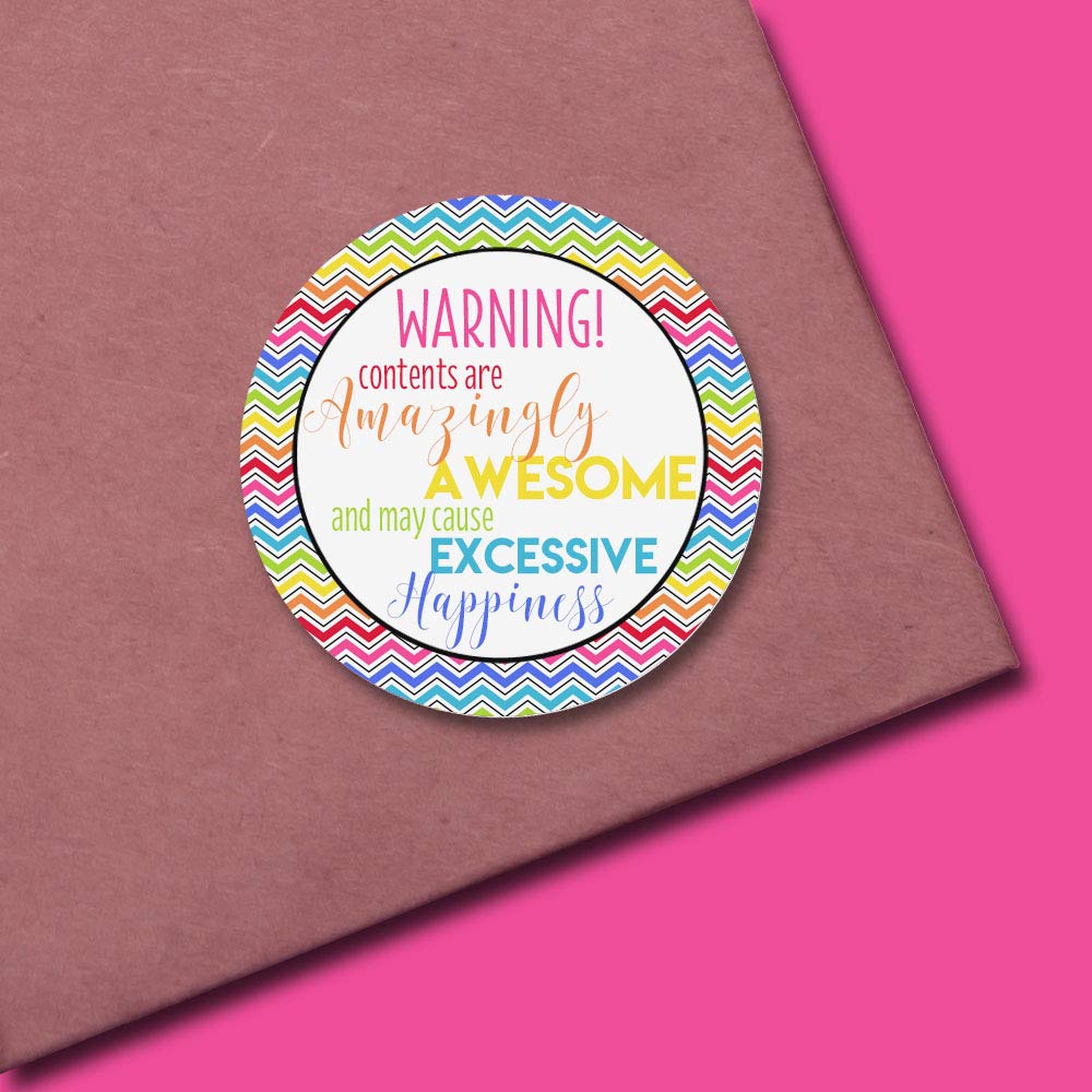 Warning Contents are Awesome Thank You Customer Appreciation Sticker Labels for Small Businesses, 60 1.5" Circle Stickers by AmandaCreation, Great for Envelopes, Postcards, Direct Mail, & More!