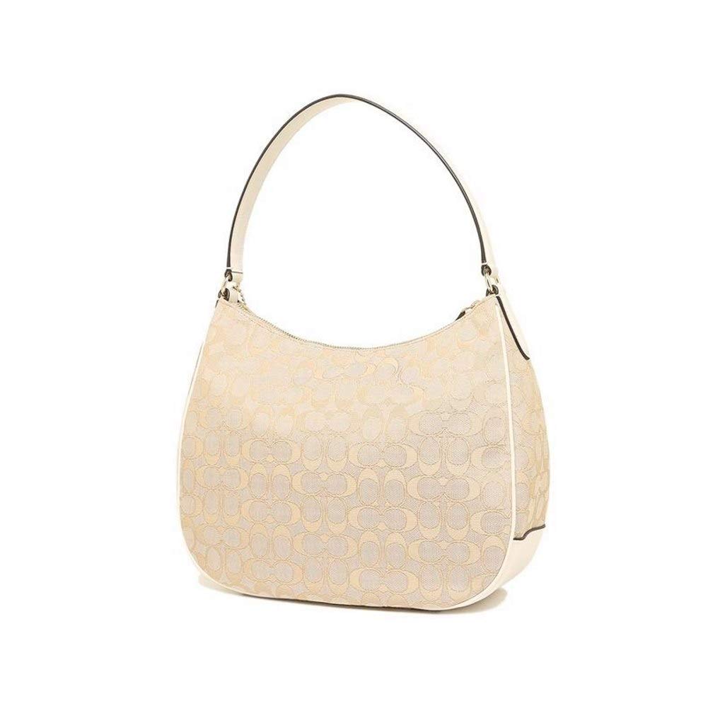 Coach ZIP SHOULDER BAG IN SIGNATURE JACQUARD, Light Khaki/Chalk/Imitation Gold, NS
