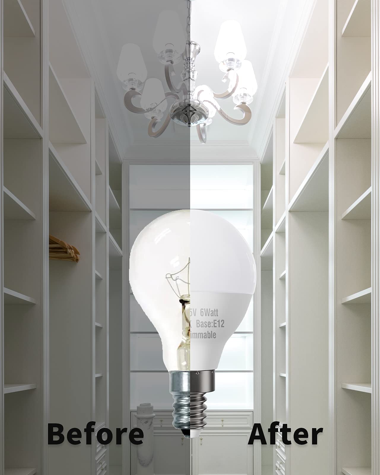 8 Pack E12 LED Ceiling Fan Light Bulbs 120V 60W Eqv., Daylight 5000K, A15 Candebalra Light Bulbs Small Base, Bright LED Bulb Round, Not Dimmable