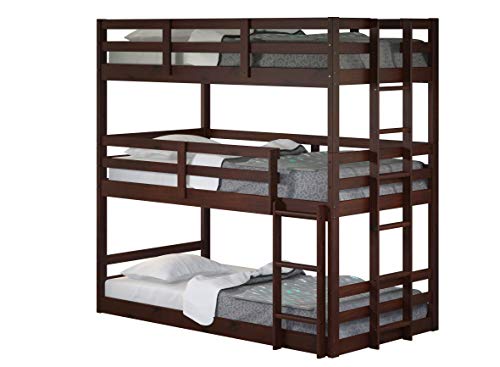 Donco Kids DONCI 1555-TTTCP Triple Bunk Bed Twin/Twin/Twin Dark Cappuccino