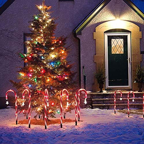Christmas Candy Cane Lights,8 Pcs Solar Lights, 8 Modes Christmas Decoration Lawn Candy Cane Lights, Solar Powered Garden Lights, Home Led for Outdoor Garden Lighting