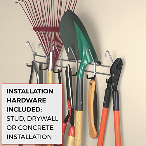 ClosetMaid Wall Mount Garage Tool Organizer Rack, Long Handle, 35538, Silver