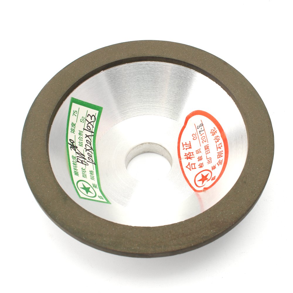 4"inch Resin Bonded Flaring Cup Diamond Grinding Wheel For Carbide Metal 240 Grit 75% (100x32x20x10x3mm )