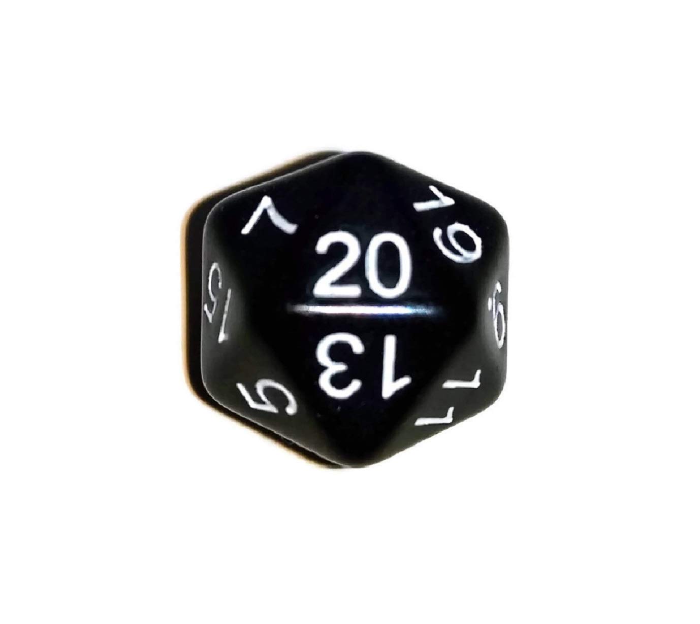 Black with White Numbers d20 Initiative Advantage Die for Role-Playing Games. 20 Sided RPG Dice