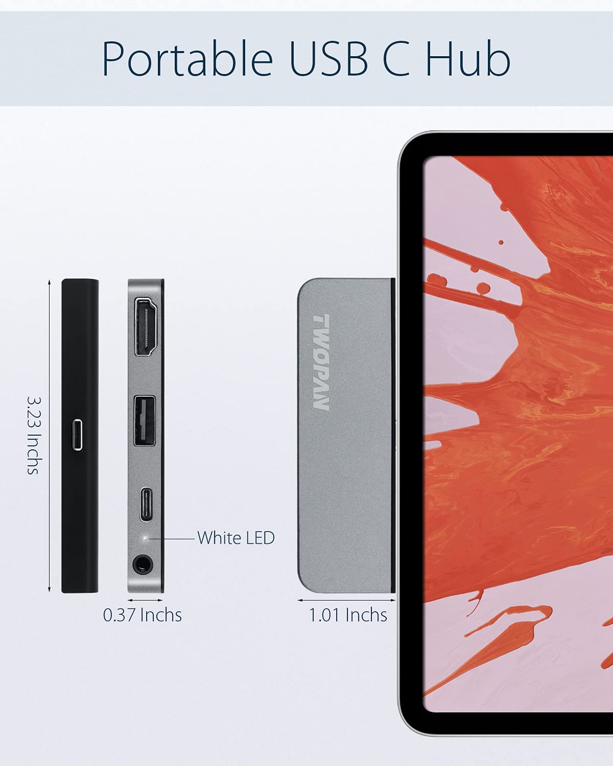 TWOPAN 4-in-1 iPad Pro USB C Hub HDMI, 4 Port USB 3.0 Hub Splitter with USB C PD 3.0 Charging, 4K HDMI, 3.5mm Audio Jack, for iMac 24 inch 2021, iPad Pro 12.9, MacBook Pro 14"/16" M2 Pro/Max