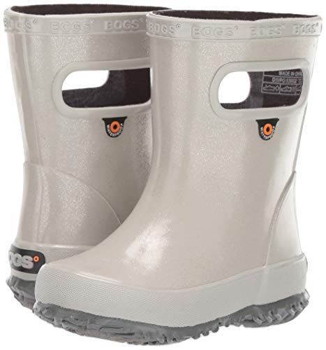 Bogs Skipper Rubber Waterproof Boys and Girls Rain Boot, Glitter-Silver, 6 US Unisex Infant