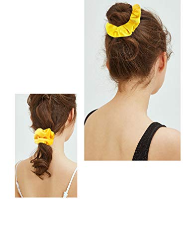 GUVASS 12 Pack Hair Scrunchies Yellow Velvet Elastics Scrunchy Bobbles Soft Hair Bands Hair Ties