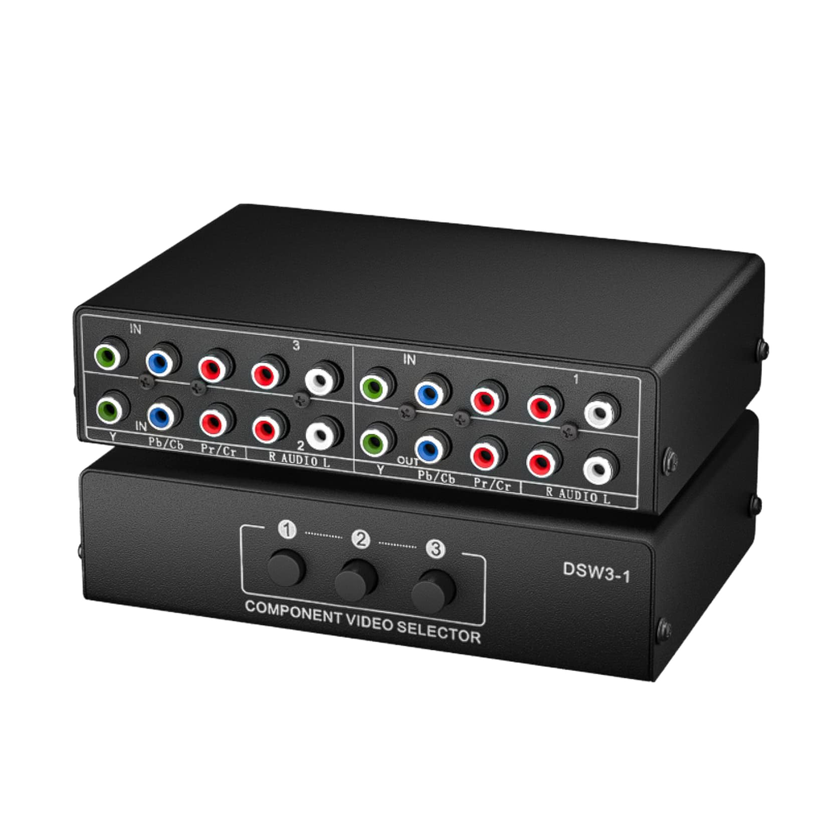 BolAAzuL Component AV Video Switch Box 3 in 1 Out, 3 Port 5 RCA YPbPr Cable RGB Component AV Switcher Selector Converter 3-Way Plug & Play for Retro Gaming PS2 Wii Xbox DVD Player TV