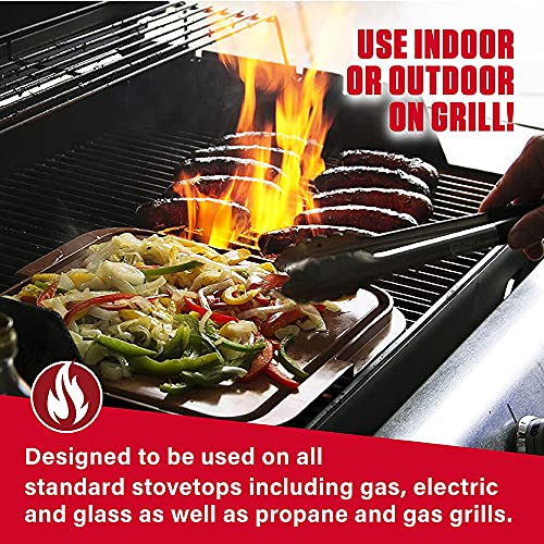 Gotham Steel Nonstick Double Grill Griddle Pan, Brown Reversible with Ti-Cerama Coating, Perfect for BBQs and More As Seen on TV-XL, X-Large