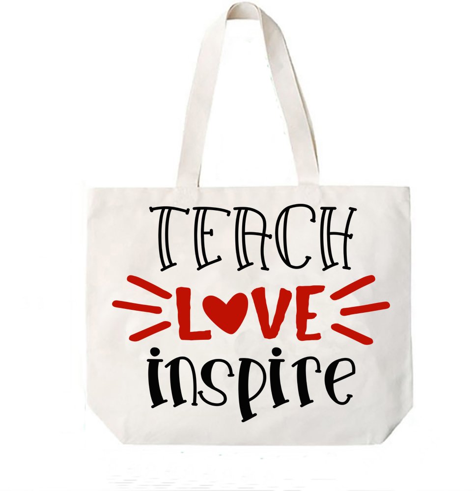 COCOVICI Teacher Appreciation Gifts For Women | Teacher Gift | Teach Love Inspire Tote Bag | Teacher Canvas Tote Bag | Teacher Gift Idea