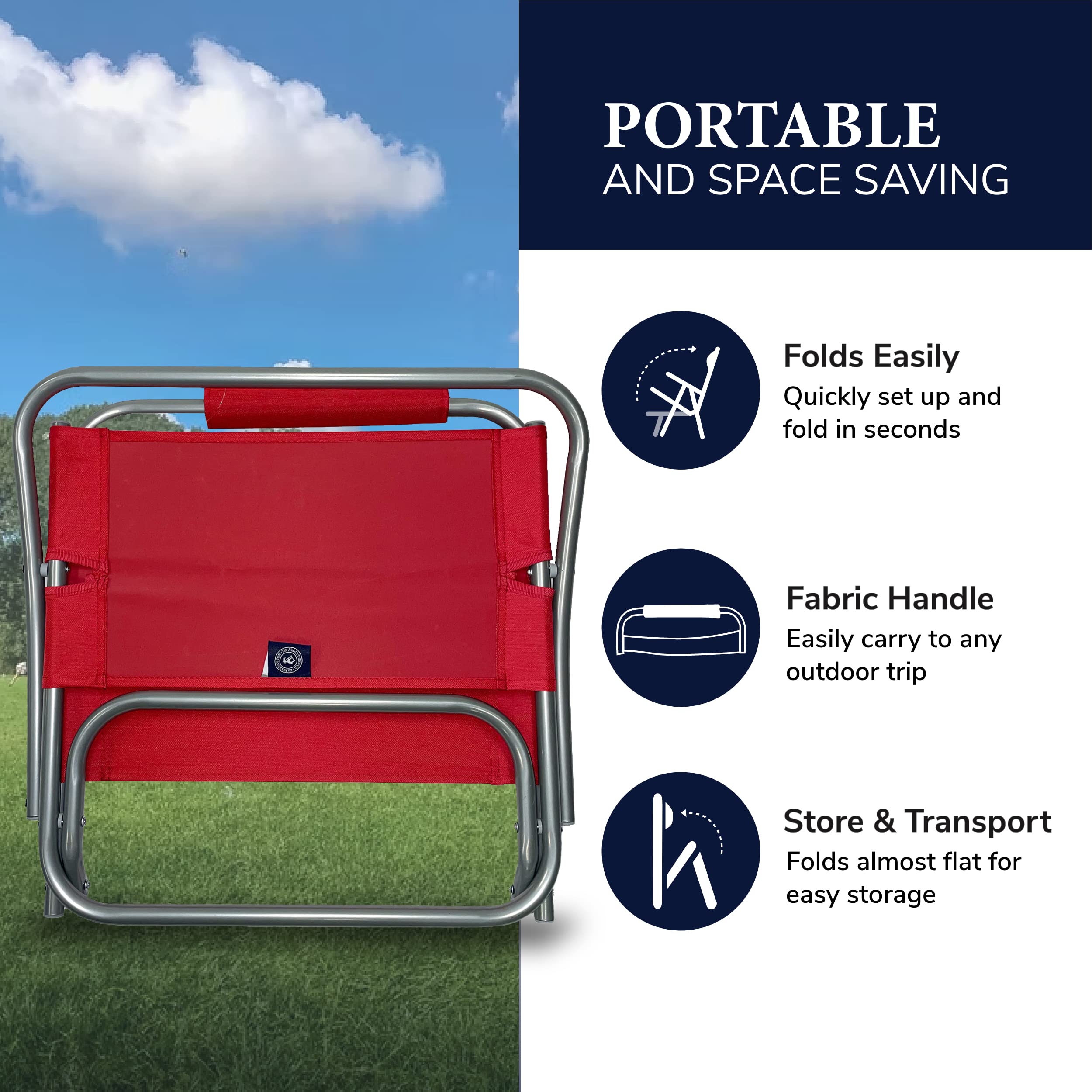 Caribbean Joe Folding Beach Chair, 1 Position Lightweight and Portable Foldable Outdoor Camping Chair, Red