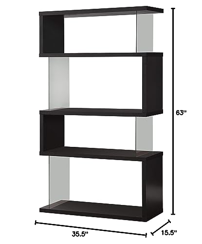 Coaster Furniture Asymmetrical Snaking Bookcase Black and Clear 800340