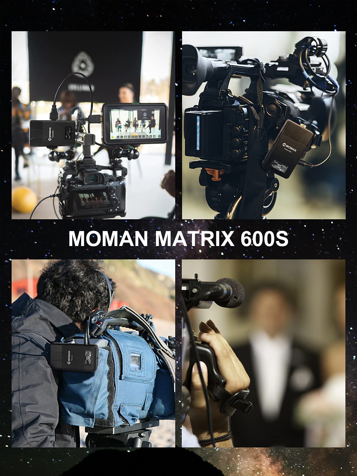 Wireless Video Transmission System, MOMAN Matrix 600S, SDI and HDMI Transmitter and Receiver for Blackmagic BMPCC Camera Atomos Ninja v with 600ft Range, Inbuilt Antennas Zero Noise, 0.08s Latency