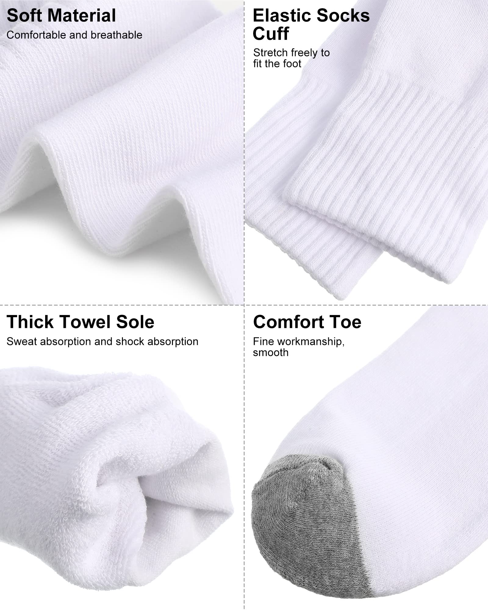 32 Pairs Men Cotton Socks Bulk 9-12 Athletic Ankle Socks Thick Cushion Socks for Men Women Homeless (Black)