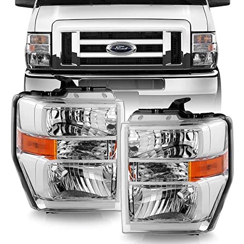 ACANII - For 2008-2014 Ford E150 E250 Van 08-21 E350 E450 Super Duty Aero Style Headlights Headlamps Pair Set Left+Right