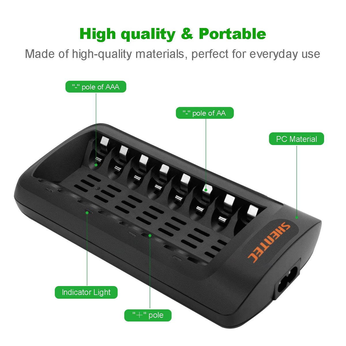 Shentec 8 Packs 2.5Ah High Capacity Rechargeable AA Batteries Ni-MH Rechargeble Battert with AA AAA Battery Charger